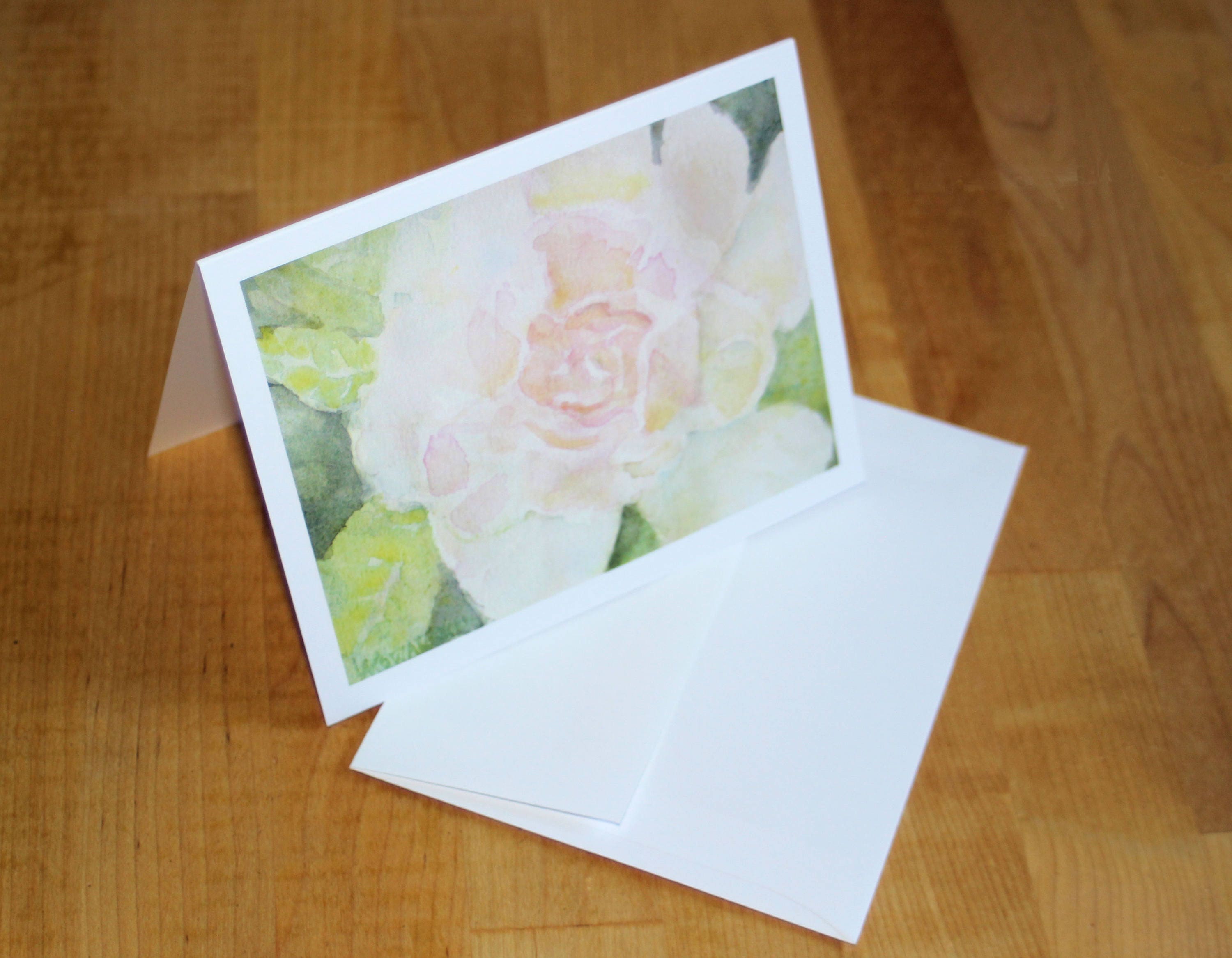 White Rose Note Cards Mothers Day Watercolor Flower Card - Etsy