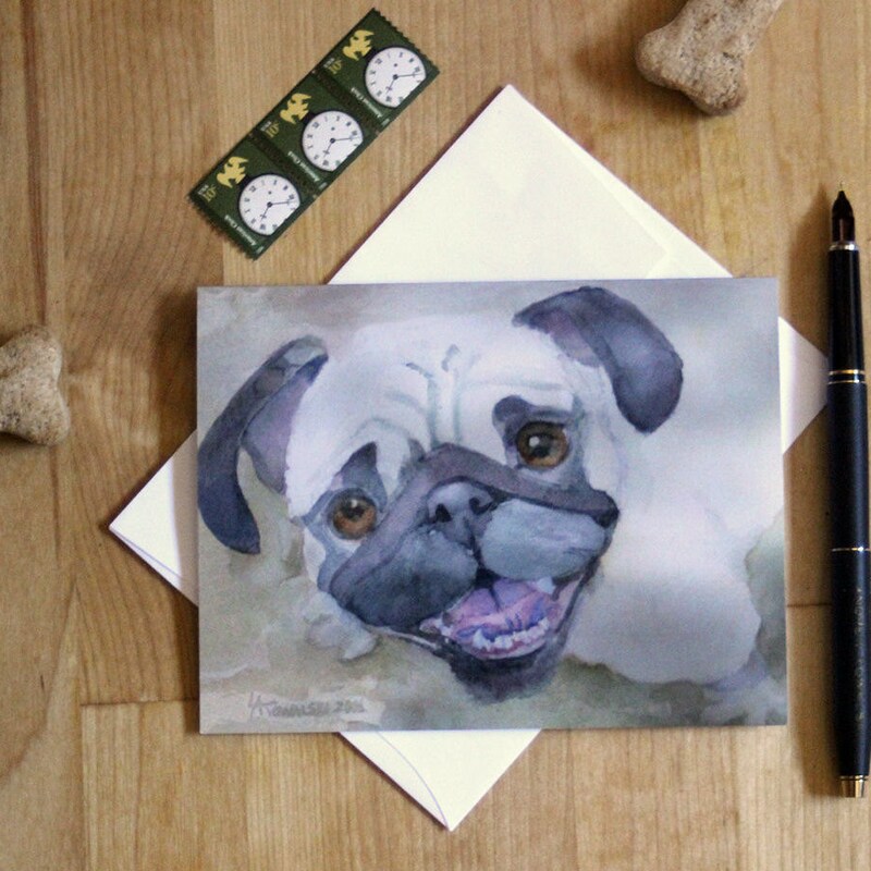 Pug Watercolor - Etsy