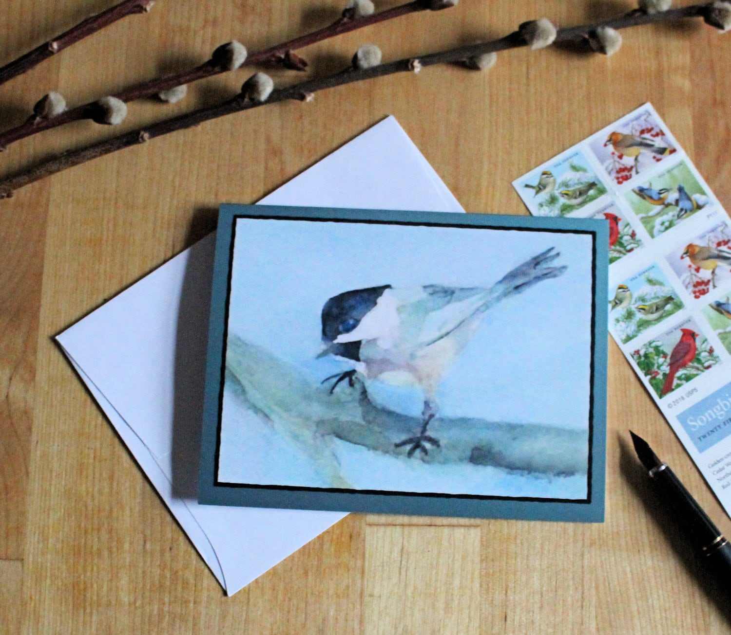 Chickadee Cards Watercolor Bird Note Card Set Minimal Art All - Etsy