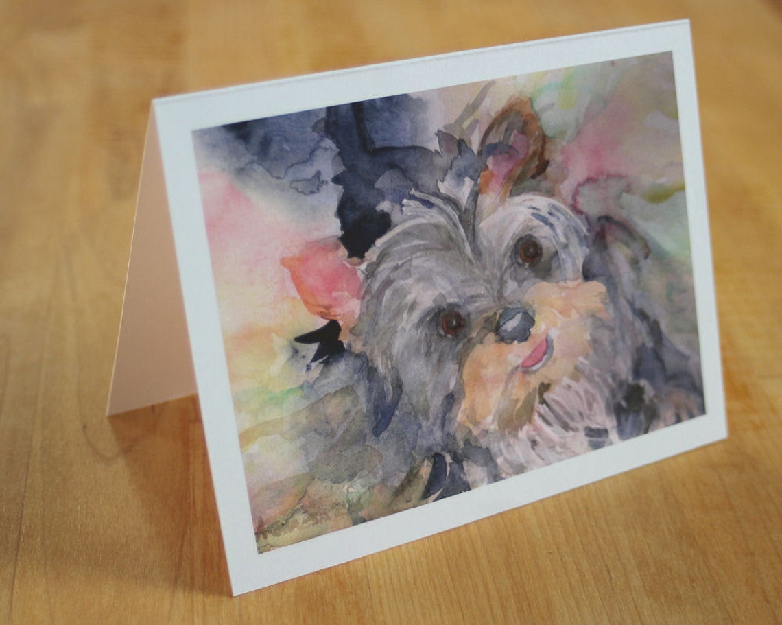 Yorkshire Terrier Watercolor Note Card - Etsy