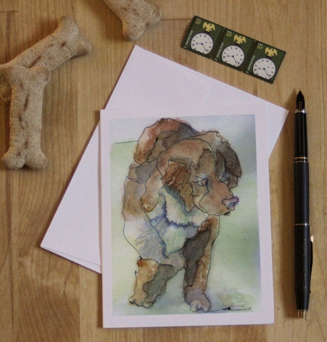 Cockapoo Dog Note Card Watercolor All Occasion Thank You Birthday Greeting Cards Invitation ...