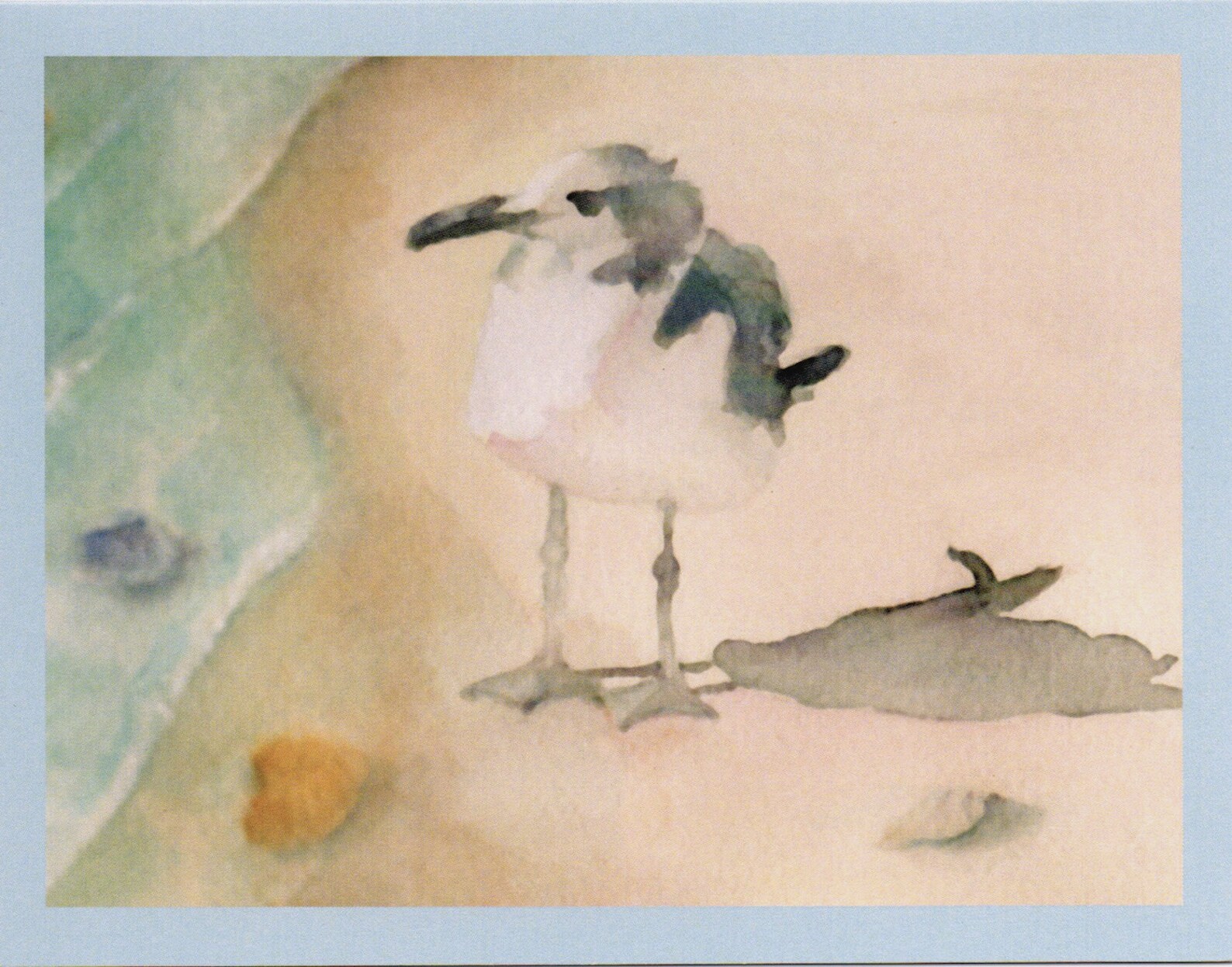 Beach Note Card Seagull Watercolor Bird Greeting Card Artistic - Etsy