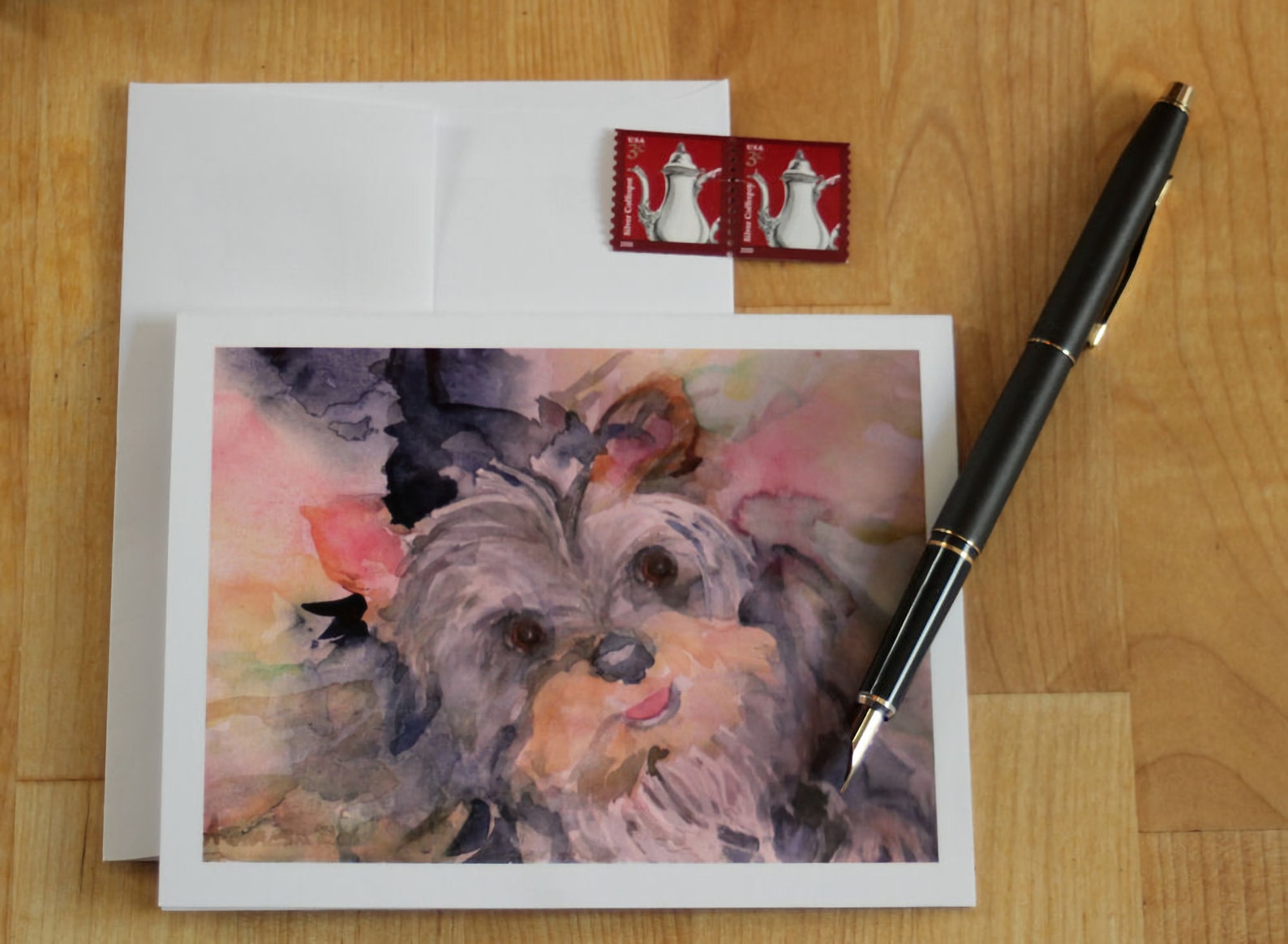 Yorkshire Terrier Watercolor Note Cards Yorkie Thank You Birthday ...