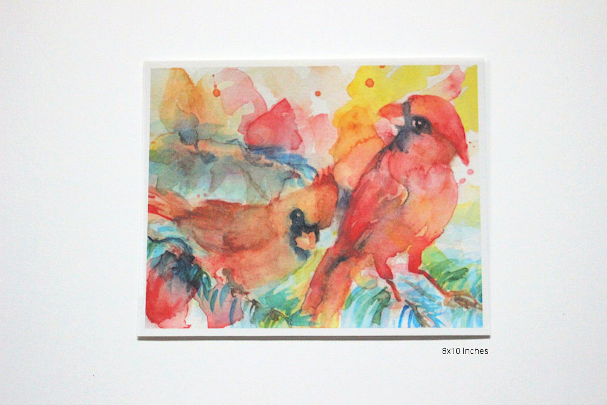 Cardinal Watercolor Art Print Cardinals Bird Painting Songbird Picture ...