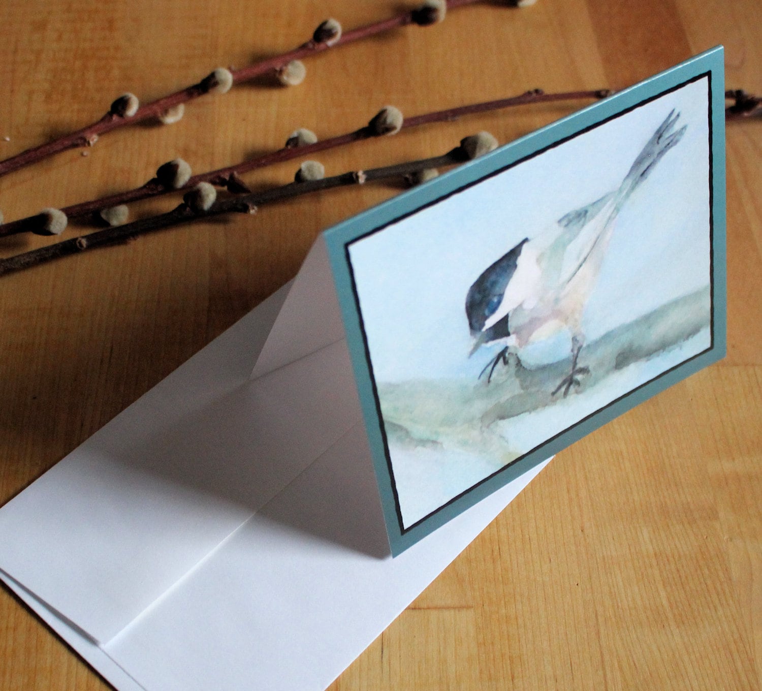 Chickadee Cards Watercolor Bird Note Card Set Minimal Art All - Etsy