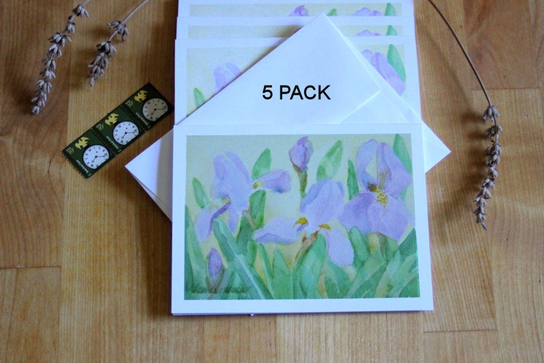 Purple Iris Note Card Floral Watercolor Stationery Cards Irises Flower ...