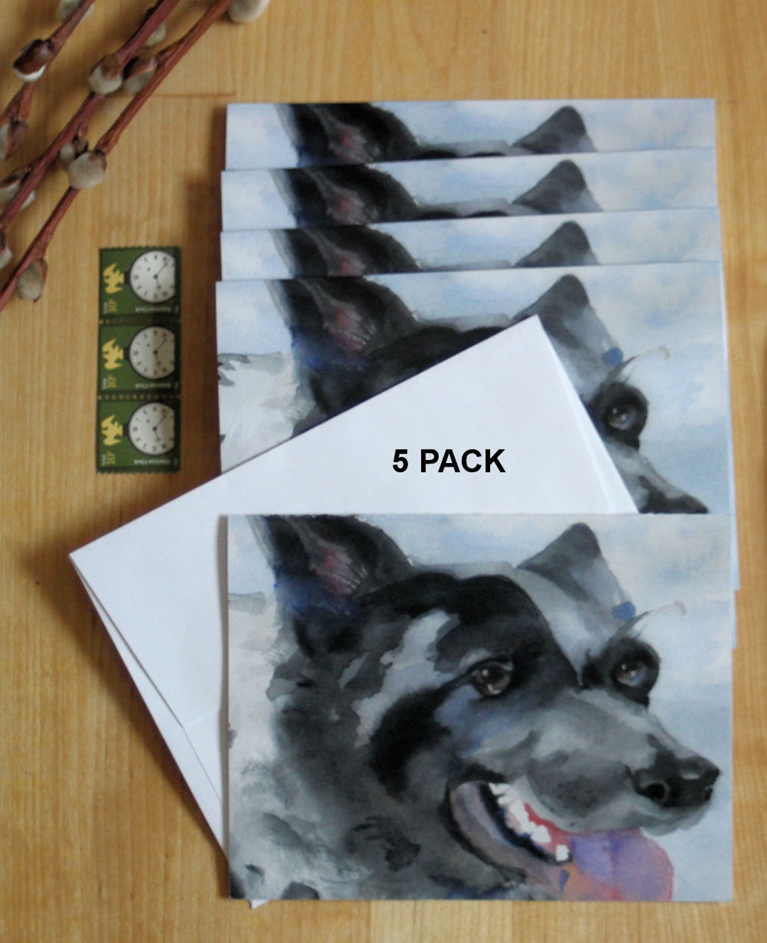 Border Collie Shepherd Mix Note Cards Dog Watercolor Stationery Dog ...