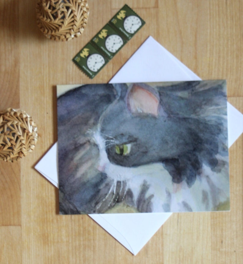 Cat Watercolor Note Cards Feline Card Set Animal Lover - Etsy