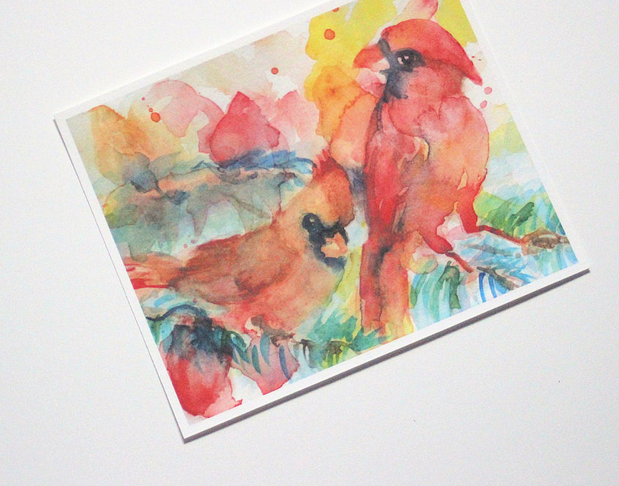Cardinal Watercolor Art Print Cardinals Bird Painting Songbird Picture ...