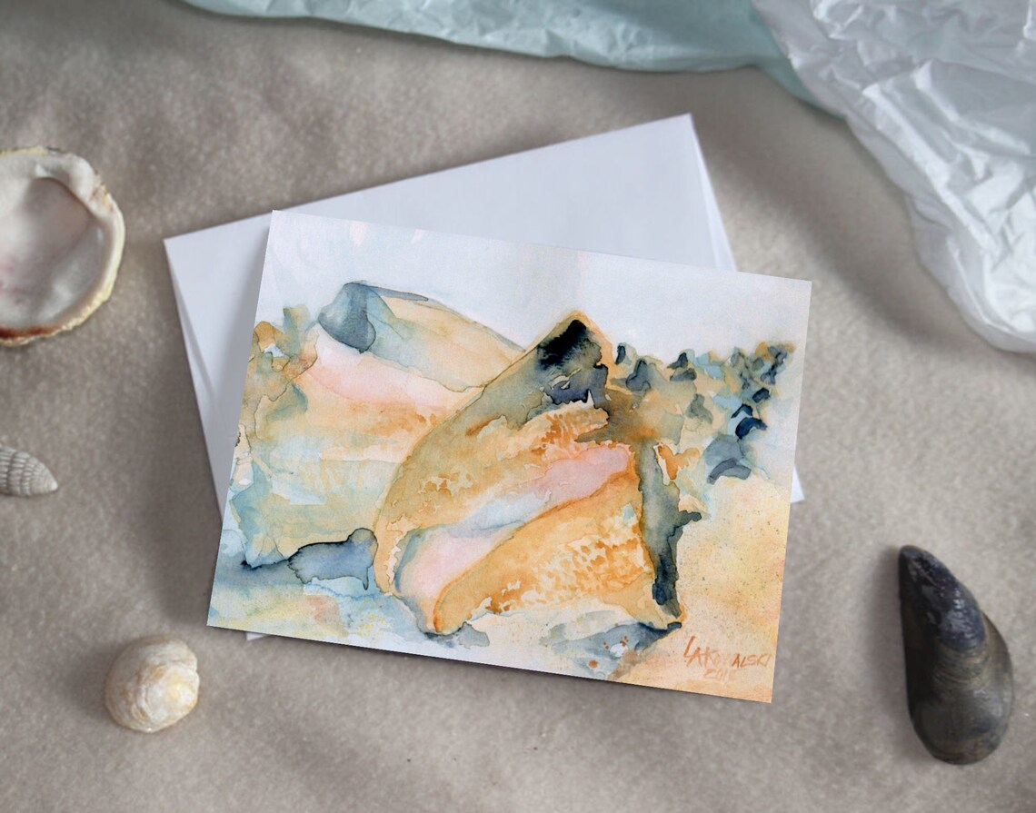 Beach Note Cards Seashore Notecards Seashell Conch Shell - Etsy
