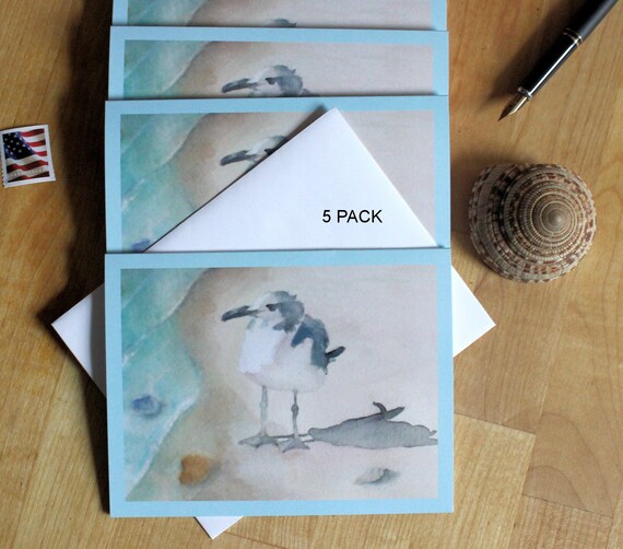 Note Cards Coastal Bird Art Greeting Card Set Thank You Cards Bird ...