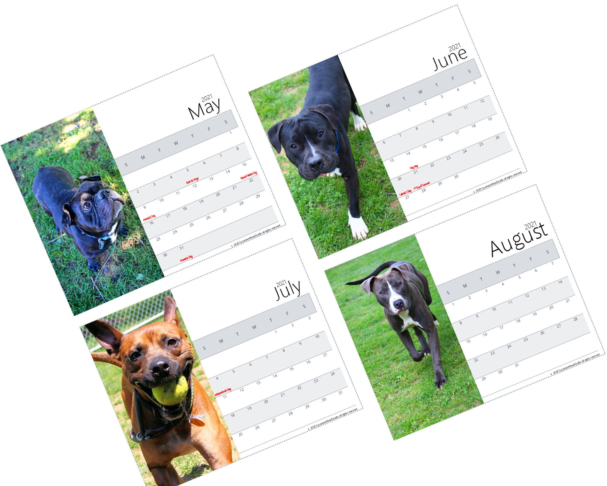 2021 CALENDAR PRINTABLE Dogs Puppy Dog Photo Calendars Wall or | Etsy