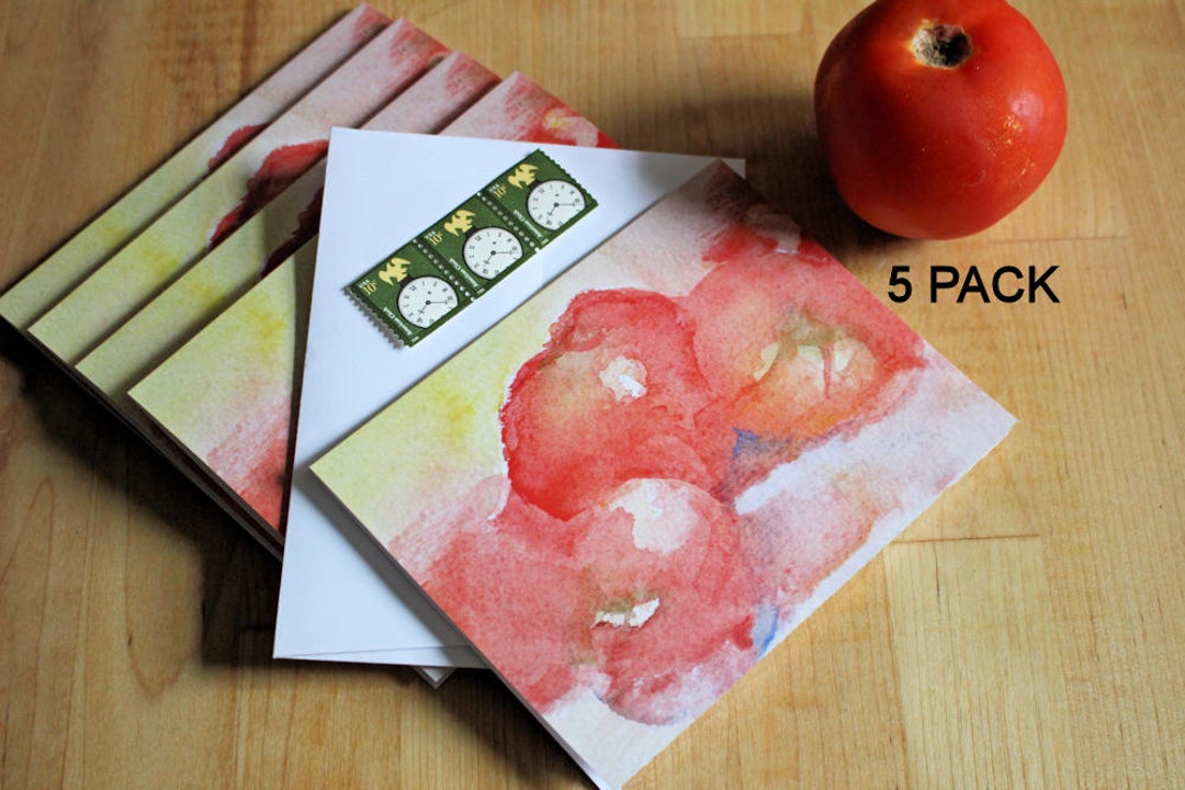 Tomato Watercolor Kitchen Cards Tomatoes Recipe Swap Note Card Food ...