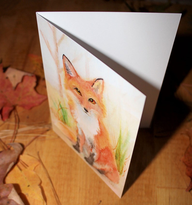 Fox Note Card Woodland Animal Watercolor Thank You Cards Cute Nature ...