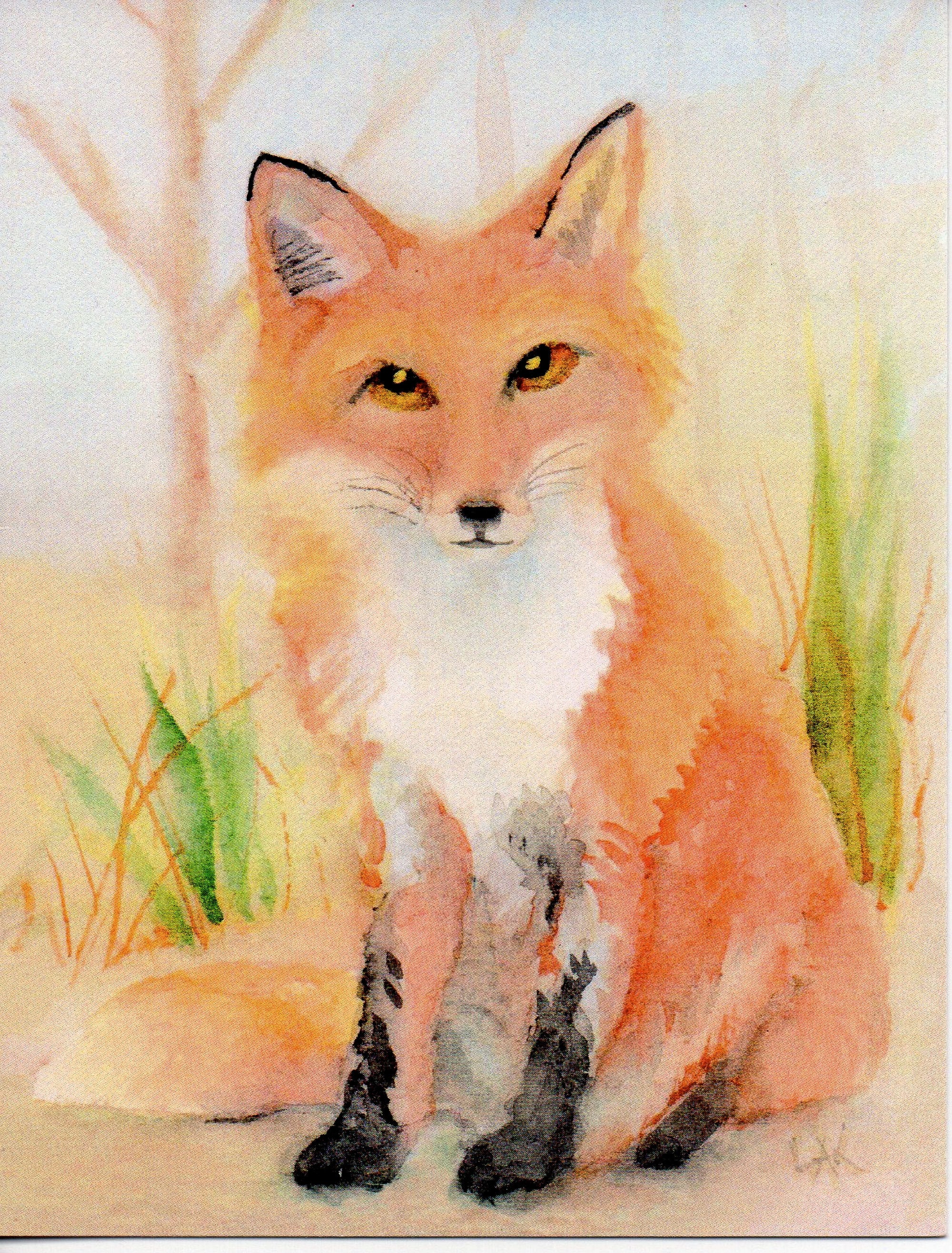 Fox Note Card Woodland Animal Watercolor Thank You Cards Cute Nature ...