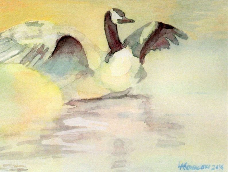 Canadian Goose Note Card Blank Watercolor Bird Notecard Autumn - Etsy