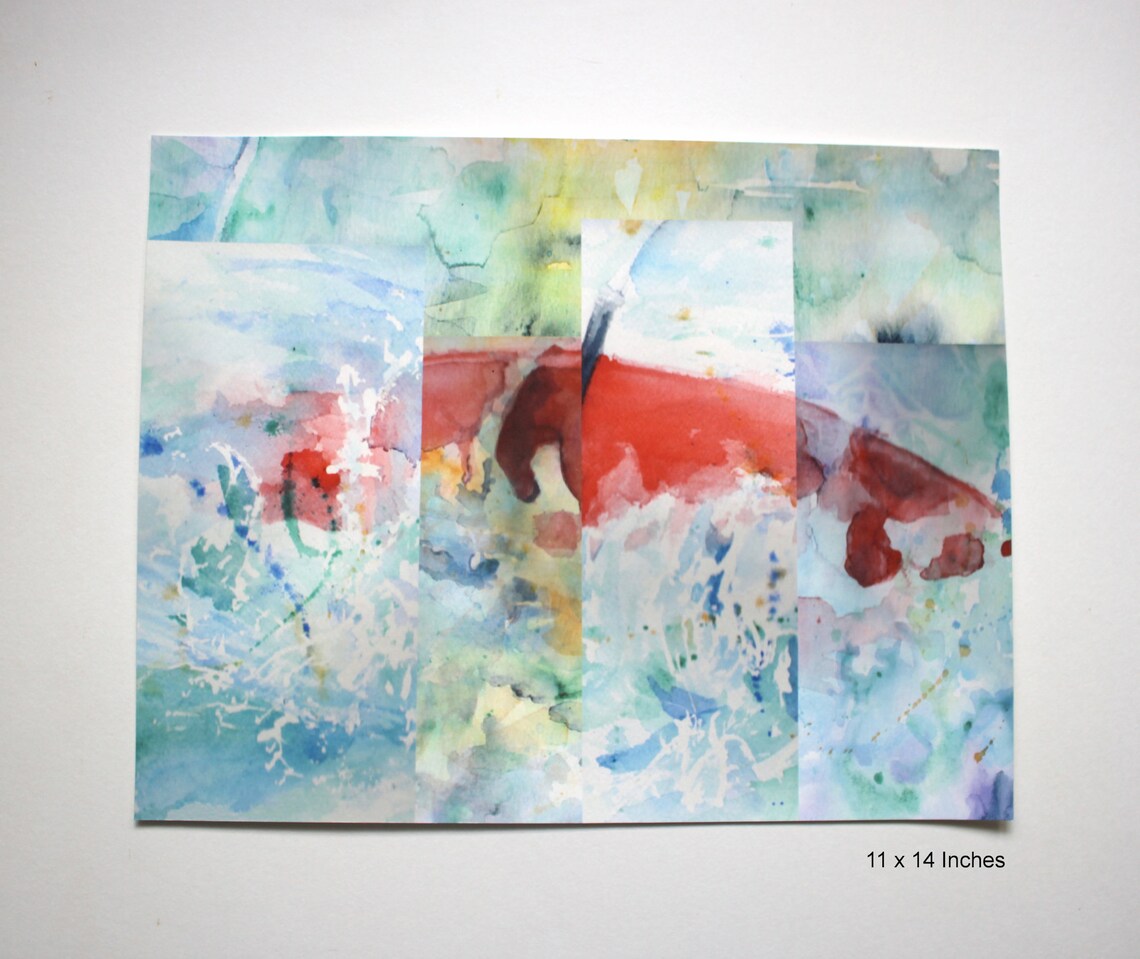 Kayak Collage Watercolor Print Whitewater Kayaking Art - Etsy