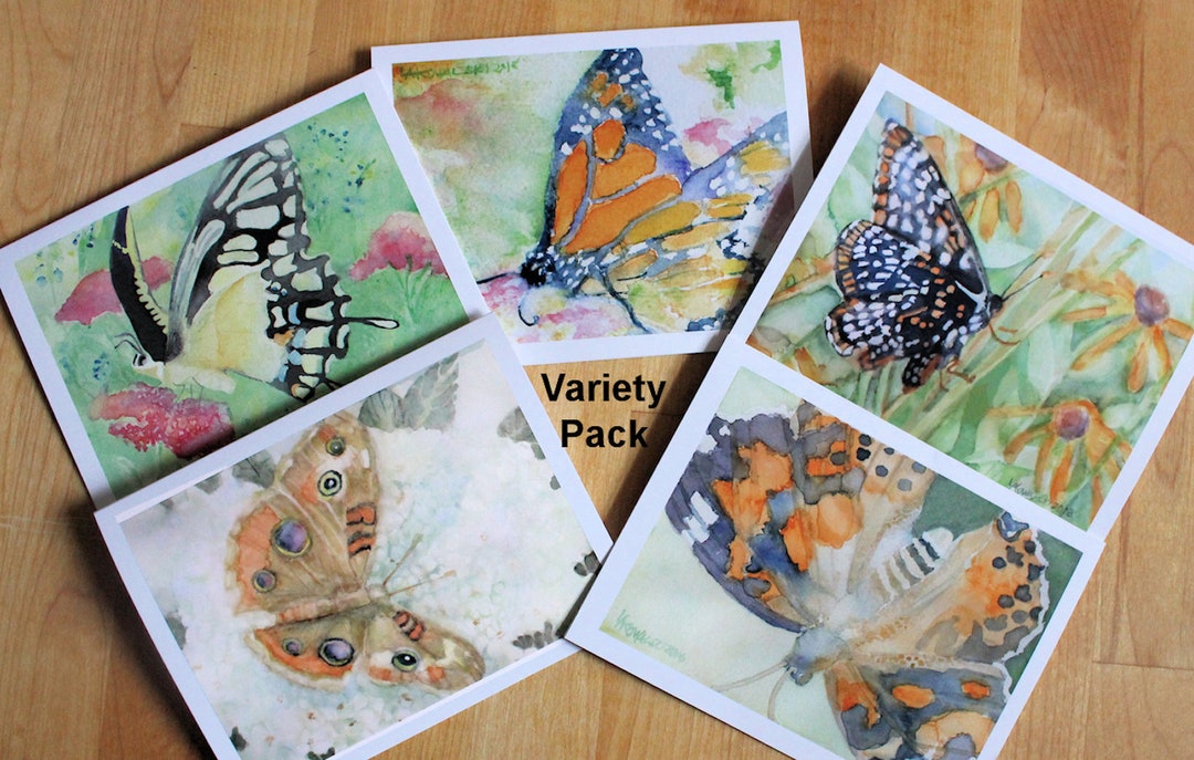 Watercolor Butterfly Note Cards Variety Pack All Occasion Card Set ...