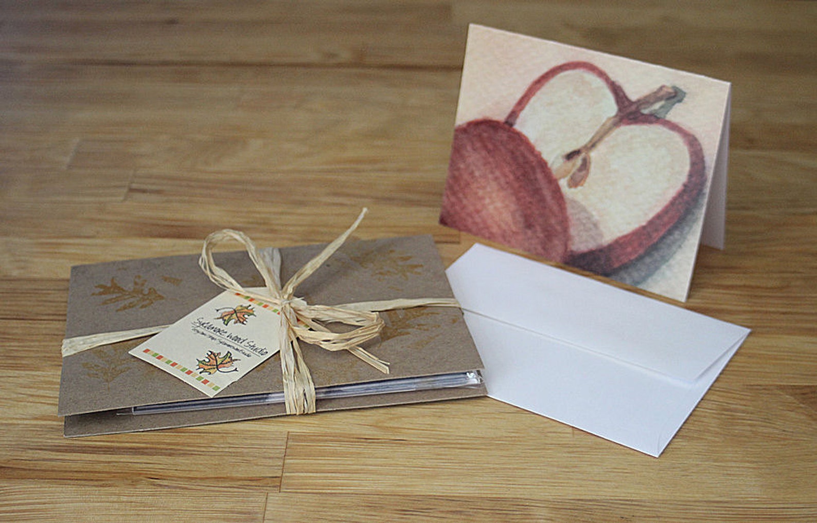 Apple Cards Fruit Watercolor Note Card Set Teacher Gift Recipe Swap ...