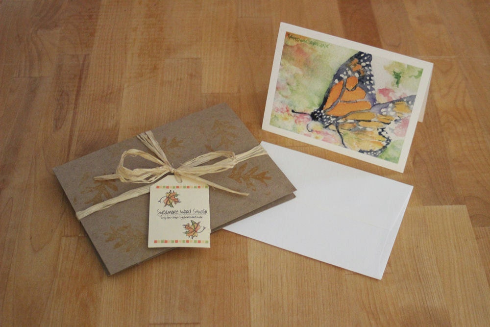 Monarch Note Cards Blank Butterfly Watercolor Stationery, Set of 5 - Etsy