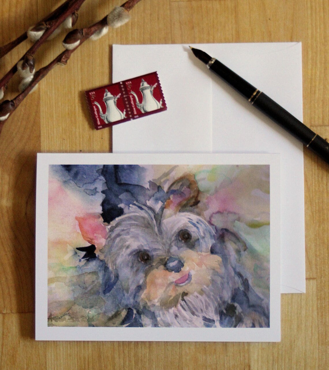 Yorkshire Terrier Watercolor Note Card - Etsy