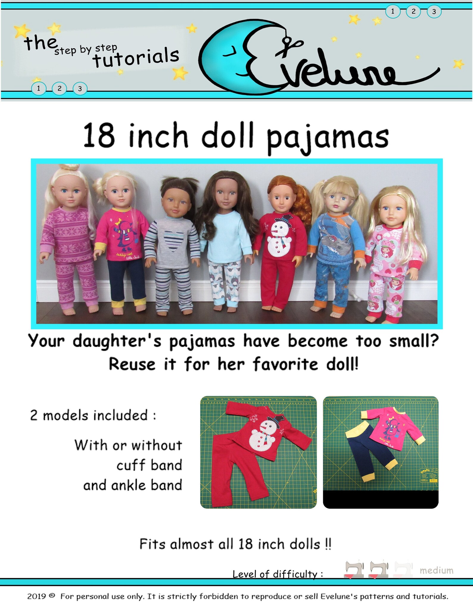 18 Inch Doll Pajamas Pattern / 2 Models / PDF / English | Etsy