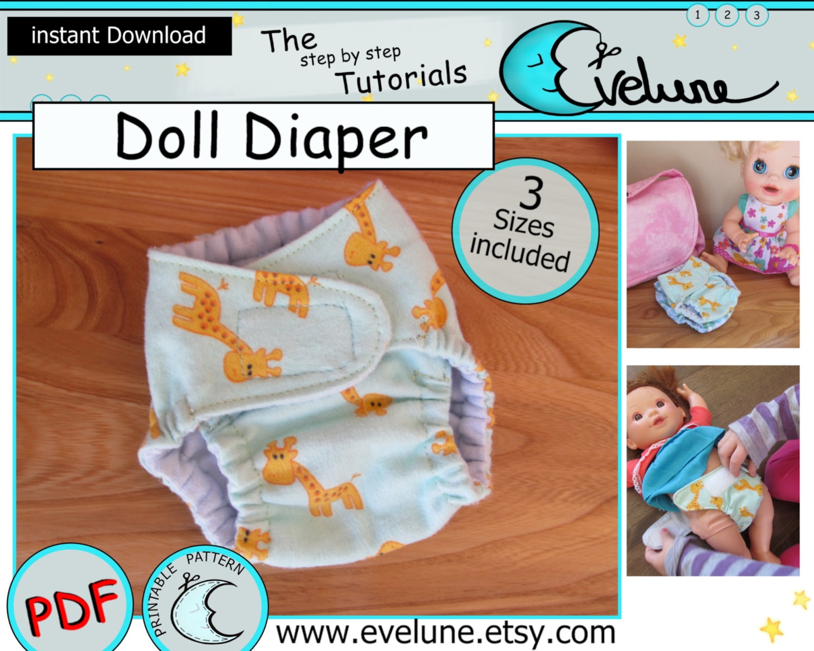 Baby Doll Diaper PDF/ English Pattern / Doll Diaper / Doll - Etsy