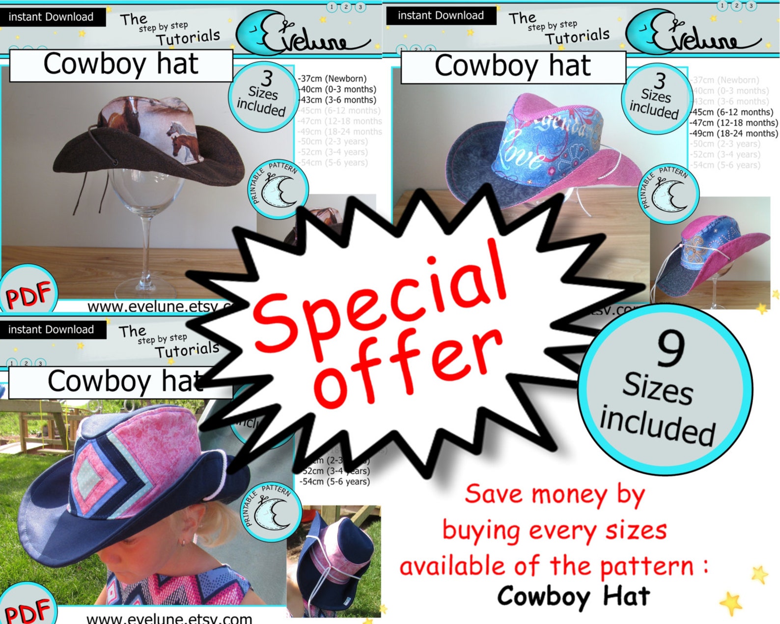 Cowboy Hat PDF / English Pattern / 9 Sizes Included / Baby / Kid ...