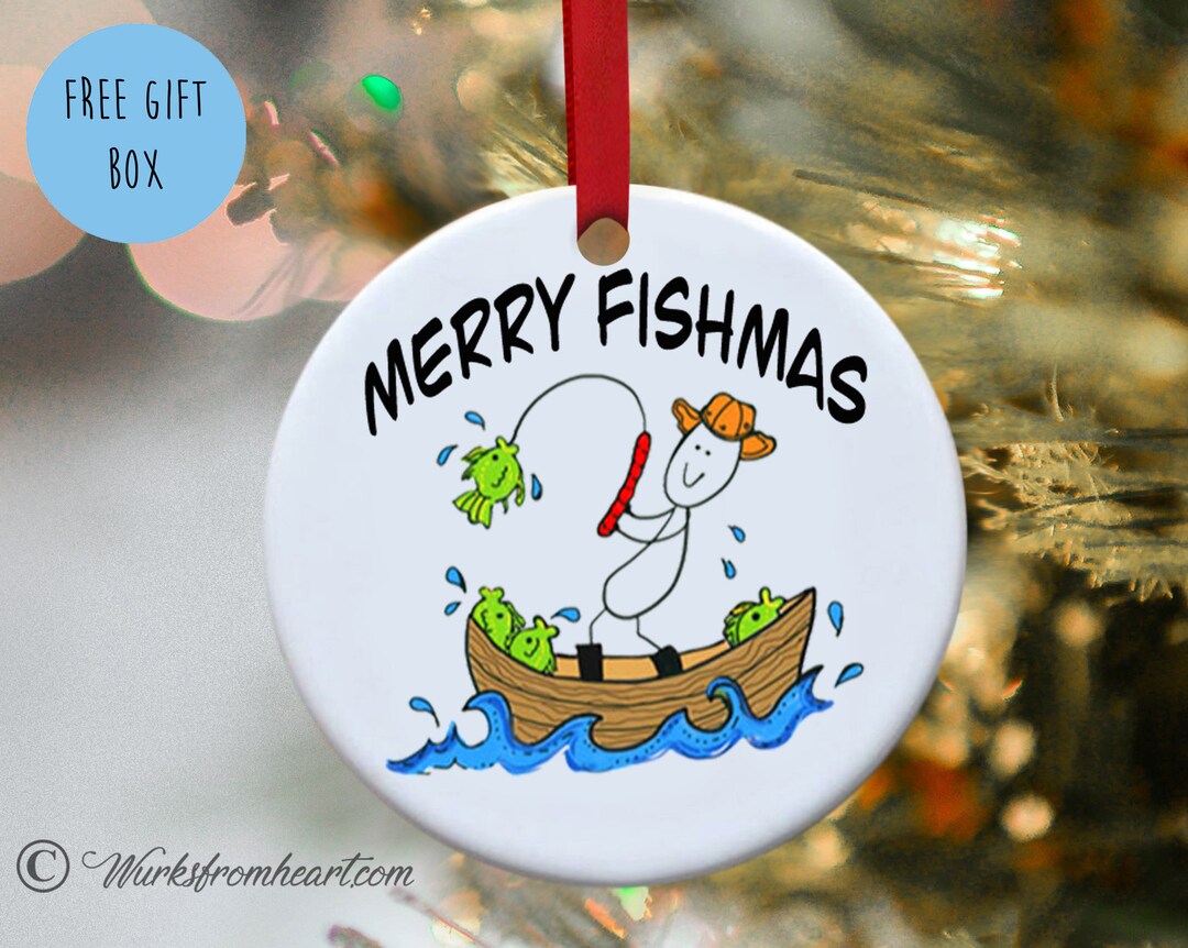 Fish on Gift / Gift for Husband / Mens Fishing Christmas Ornament ...