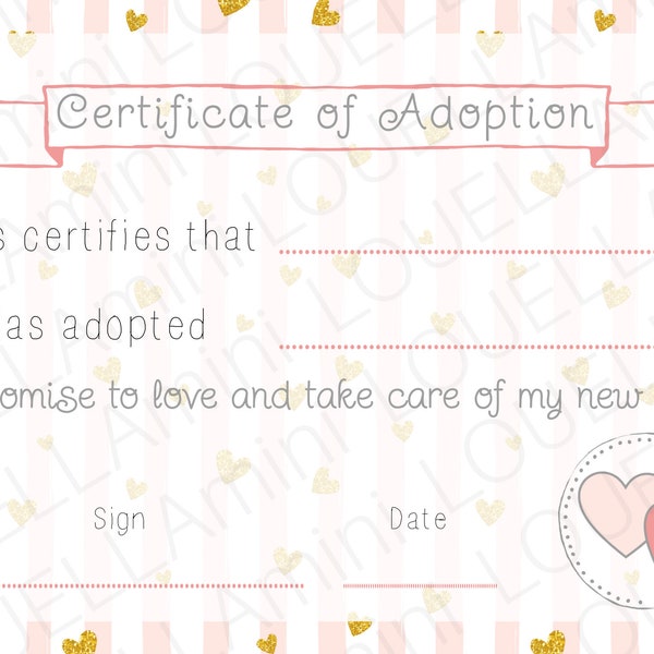 Adoption Certificate - Etsy