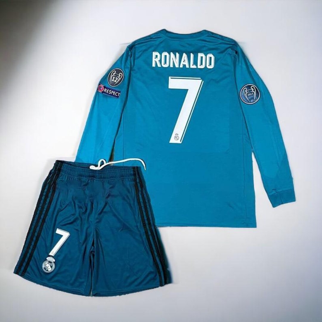 Cristiano Ronaldo No. 7 Football Uniform 17-18 Real Madrid Blue Jersey ...