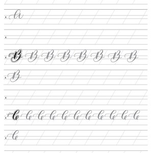 Hairline Style Modern Calligraphy Alphabet Practice Sheets | Modern ...
