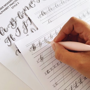 Hairline Style Modern Calligraphy Alphabet Practice Sheets | Modern ...