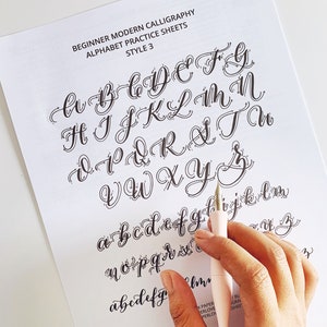 Hairline Style Modern Calligraphy Alphabet Practice Sheets | Modern ...