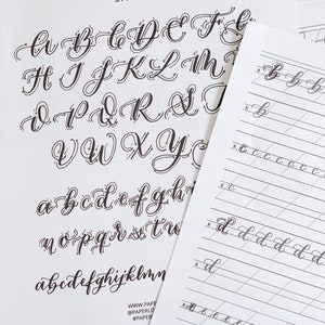 Hairline Style Modern Calligraphy Alphabet Practice Sheets | Modern ...