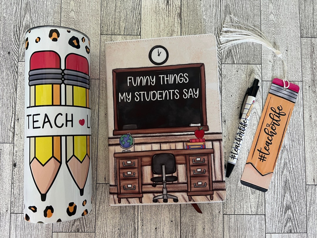 Teacher Appreciation Gift Set, Notebook, Tumbler, Bookmark and Pen - Etsy