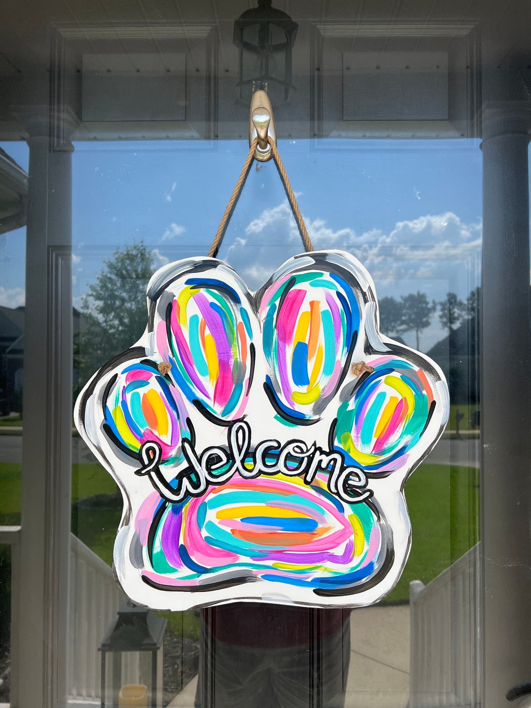 Paw Print Door Hanger, Dog Print Decor, Paw Prints, Dog Mom Gift - Etsy