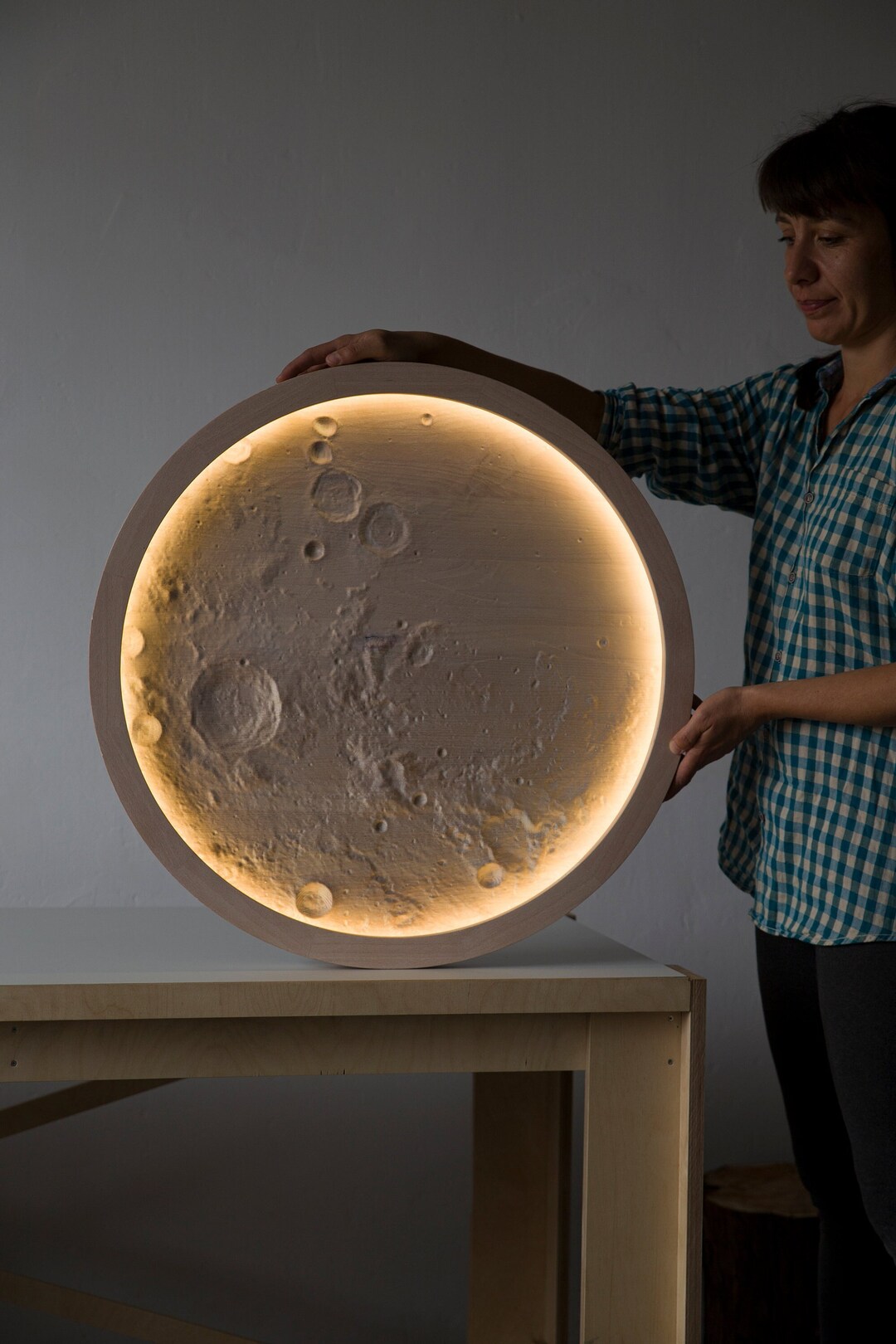 Wooden Wall Lamp - "white Eclipse" / Led Wall Lamp - Etsy