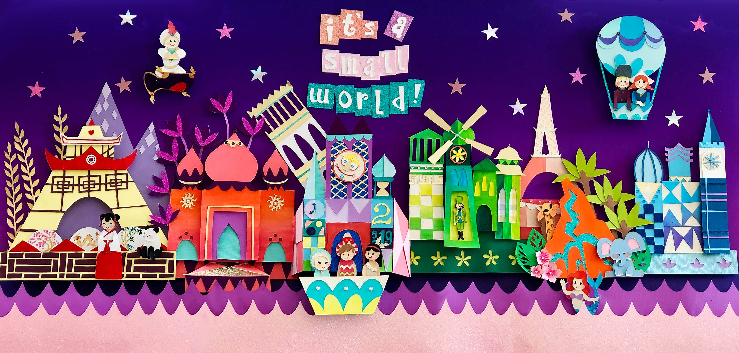 It's A Small World 3D Paper Art Illustration - Etsy