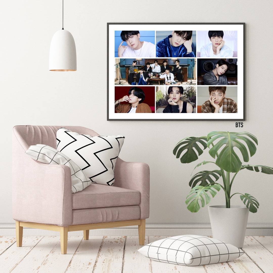 BTS Bangtan Boys Collage Poster Featuring Jin, Suga, J-hope, RM, Jimin ...
