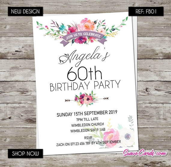 Classic Birthday Party Invitation 7th Birthday Invitation, Birthday