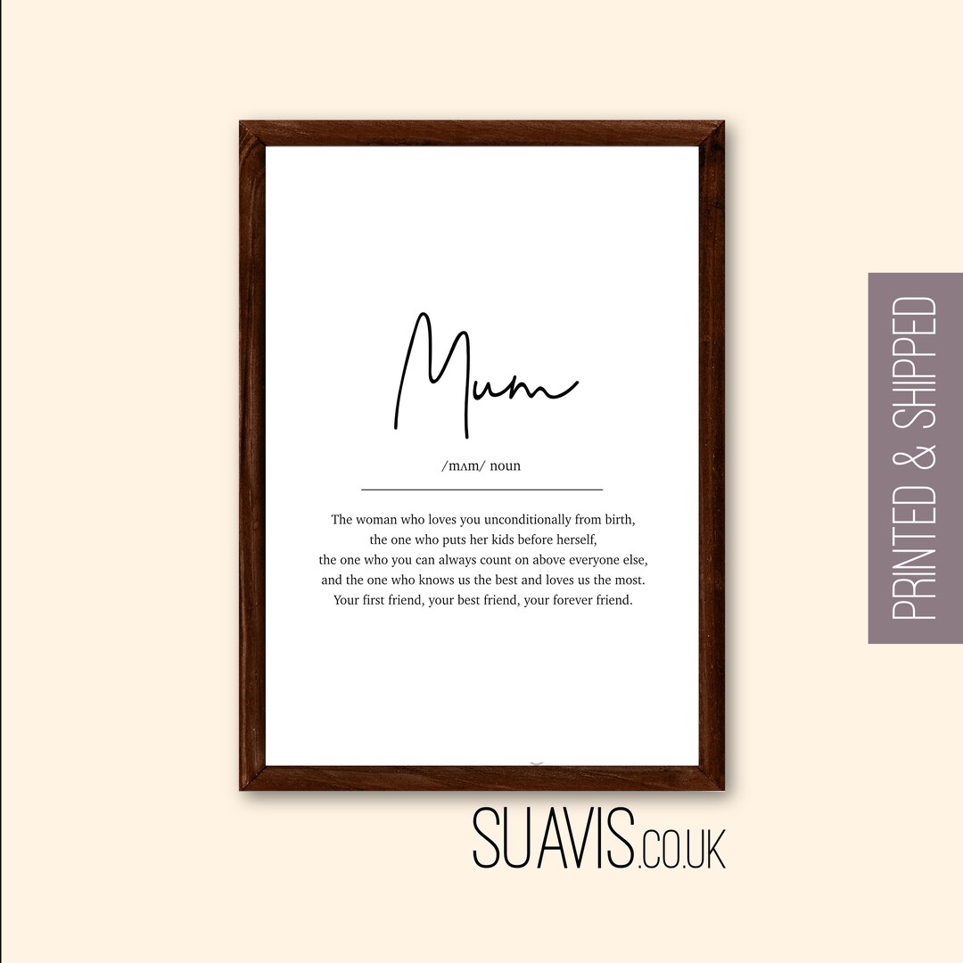 Mum Definition Prints, Mothers Day, Mum Gift, Wall Decor Print, Mum ...