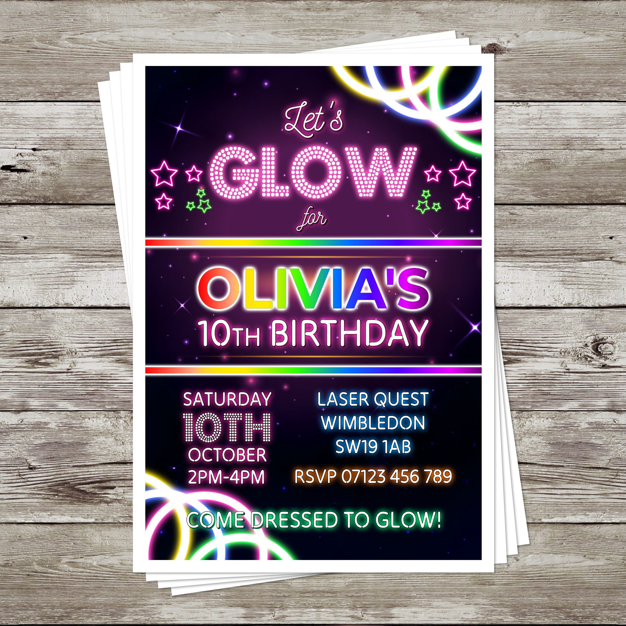 Glow Dance Party Invitations