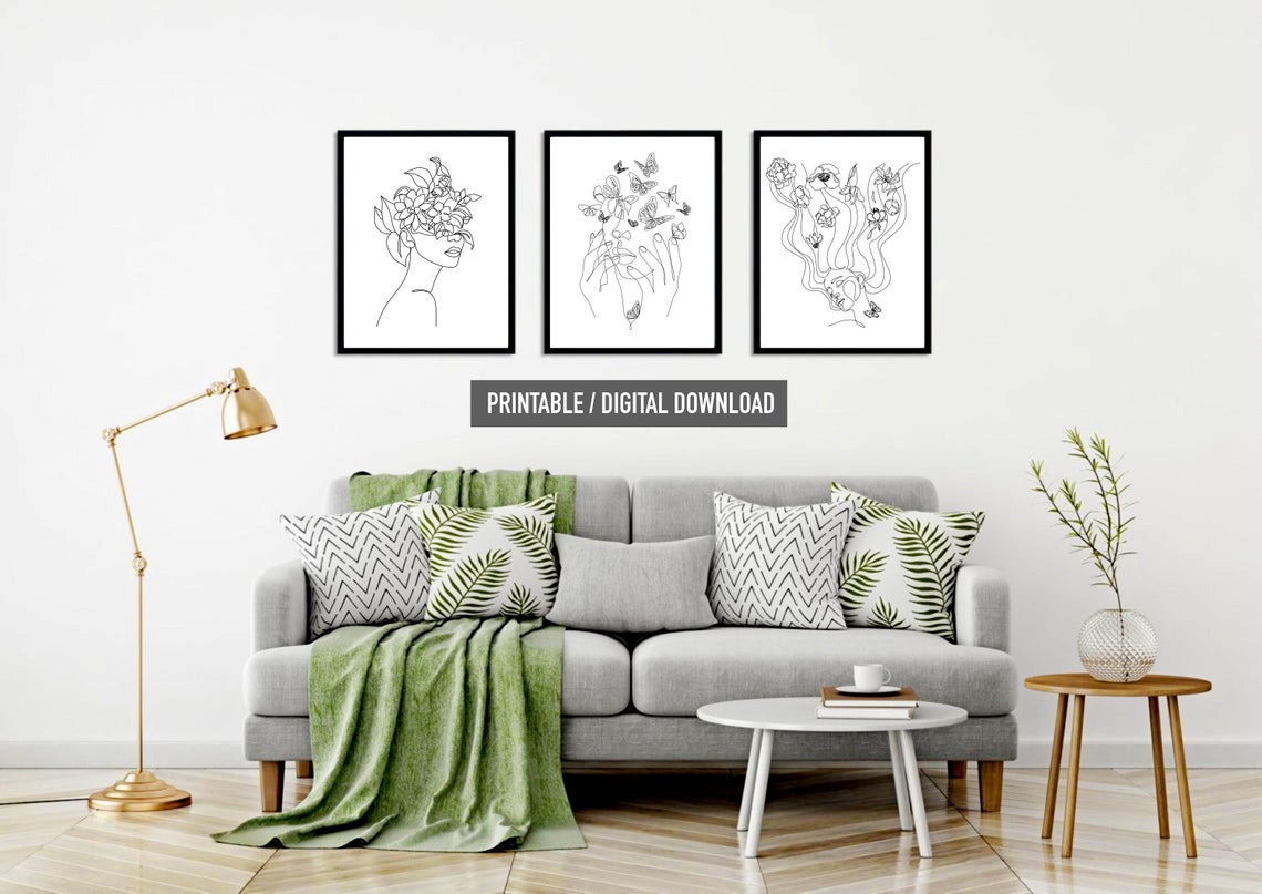 Trendy Line Art Print Printables Set of 3 Instant Download - Etsy