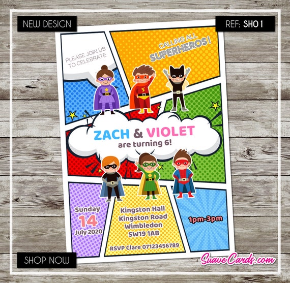 Superhero Postcard Invitations To Print Superman Invitations