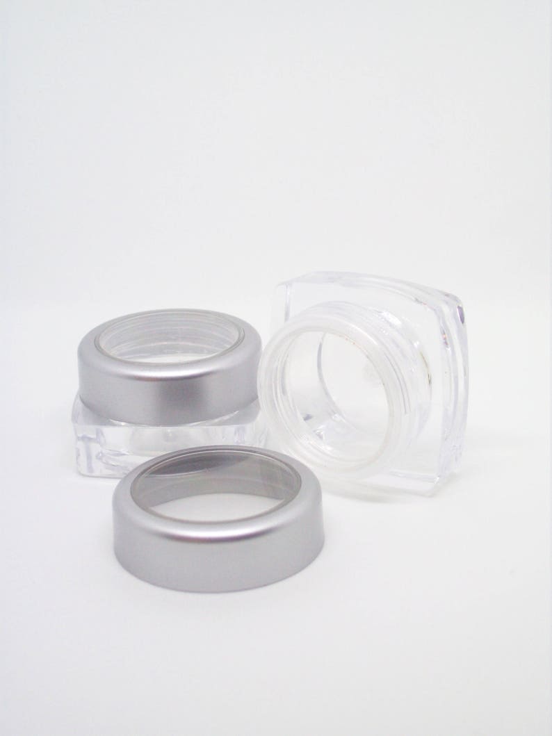 Clear Square Bottom Cosmetic Container With Silver Top, 5 Ml Pot - Etsy