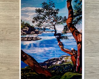Seascape Print, 8 X 10 Ocean Print, Coastal Print, Arbutus Tree Print ...