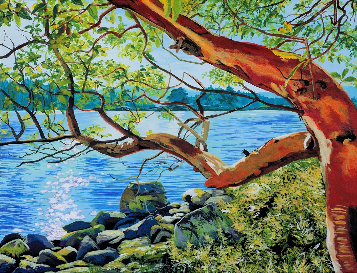 Arbutus Tree Seascape Print, Coastal Art (8x11) - Etsy Canada