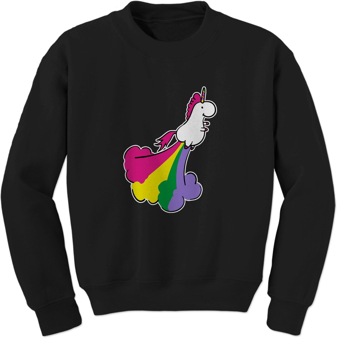 Unicorn 'poof' Rainbow Fart Adult Crewneck Sweatshirt - Etsy