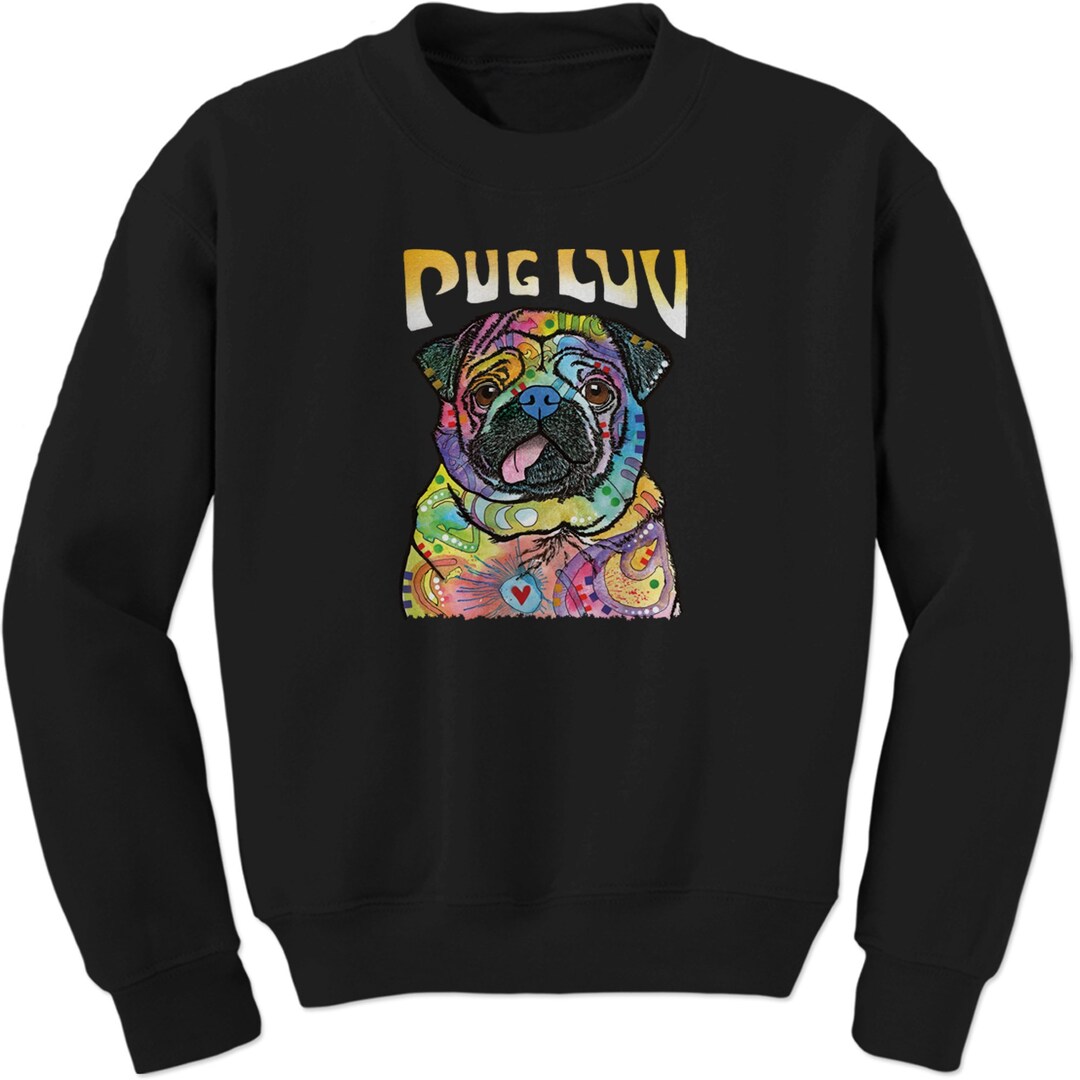 Pug Luv Puppy Love Neon Adult Crewneck Sweatshirt - Etsy